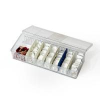 China 8 Grids Rectangle Transparent Desktop Data Cable Storage Box OEM With Cover for sale