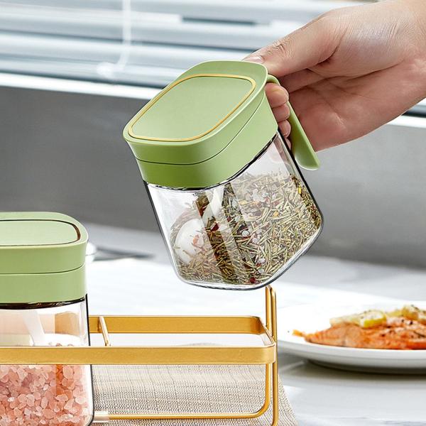 Quality ‎10.9 Ounces Salt Sugar Pepper Spice Storage Containers Glass Seasoning Jar Set Leakproof for sale