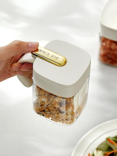 Quality Durable 2 Grids Clear Condiments Glass Container Pots Set With Handle And Spoon for sale