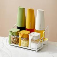 Quality 6pcs Kitchen Organiser Set Oil Bottles And Seasoning Jars With Rack Wear for sale