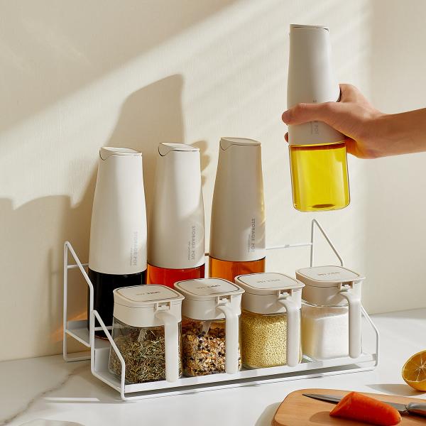 Quality 8pcs Household Kitchen Oil Bottles And Seasoning Jars With Rack for sale