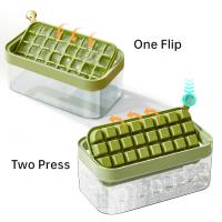 China Fridge Multilayer Stackable Ice Cube Trays 32 Grids Flip Out Custom Ice Cube Molds for sale