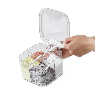 Cina 1 set scatola di condimenti 4 compartimento contenitore di spezie con cucchiaio scatola multifunzione in vendita
