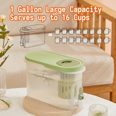 China 3.9L Cold Kettle with Faucet Large Capacity Double Filtration Space Save Drink Dispenser Water Jug Cold Water Pitcher for sale