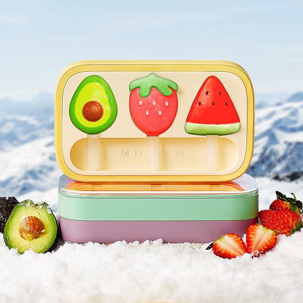 Quality Kids Cartoon Popsicle Molds Non-Stick Flat Design Easy Release Stackable Food-Grade Silicone Ice Pop Cream Molds with Reusable Sticks for sale