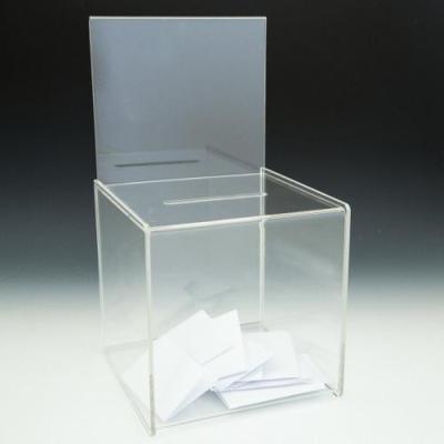 China wholesale lockable acrylic donation box/ money collection box for sale