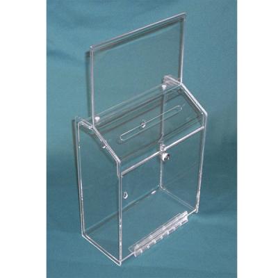 China Customized clear acrylic donation money box with lock and key for sale
