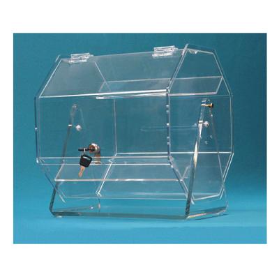 China Custom design clear acrylic donation money box With lock for sale