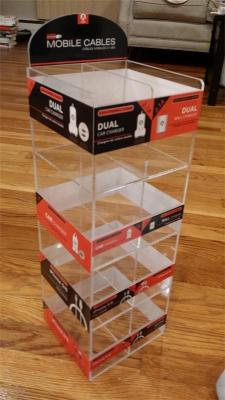 China Exquisite customized clear acrylic 5 tiers acrylic phone accessory display stand with stic for sale