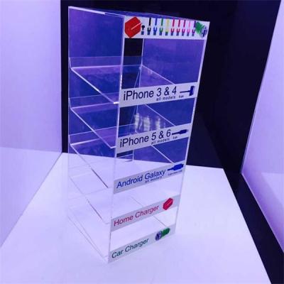 China 2016 Hot sell custom LOGO design transparent acrylic phone accessories display for sale