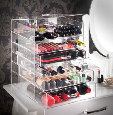 China Clear Makeup case drawers Cosmetic Organizer Jewelry storage Acrylic cabinet Box for sale