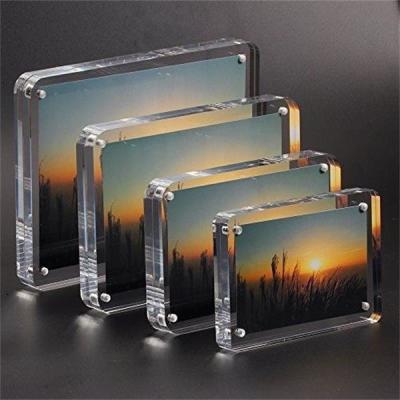 China High quality clear square double sided acrylic photo frame with magnets for sale