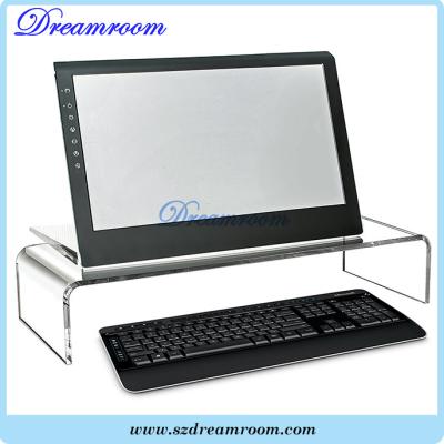 China Clear Acrylic Computer Monitor Screen Riser Stand And Office Desktop Shelf Organizer for sale
