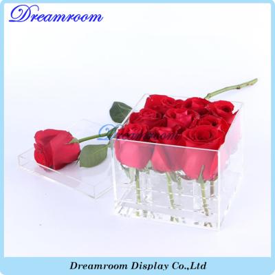 China Chinese Supplier Square Shape Clear Acrylic Flower Box For Packing With Lid for sale