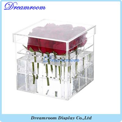China Different Design Clear Acrylic Flowers Box Luxury Packaging Box For Flowers With Custom Logo for sale
