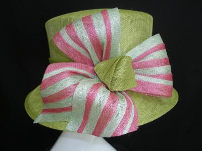 China Customized Yellow 3 Layer Sinamay Ladies Hats For Party , 57CM Abaca Fashionable for sale