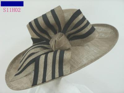 China Popular Ladies Sinamay Hats With Bow , Big Brim For Carnival Colorfastness for sale