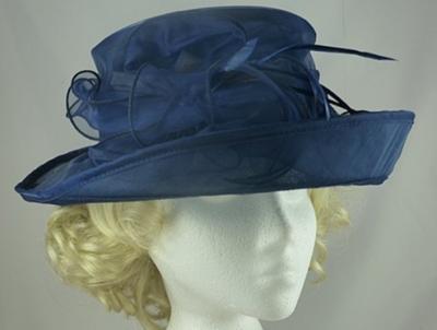 China Custom Color Novelty Occassion Collapsible Ladies Fashion Organza Hat With Adjustable Satin Sweatband for sale