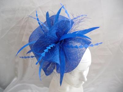 China Royal Blue Ladies Fascinator Hats Feather Trim For Horse Racing for sale