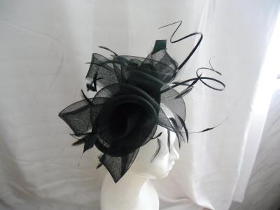 China Polyester Crin Ladies Fascinator Hats Black Quill Trim For Horse Racing for sale