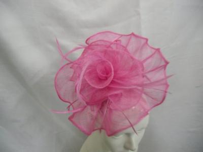 China 100% Sinamay Fashion Ladies Fascinator Hats Pink Trimming For Church , Horse Racing for sale