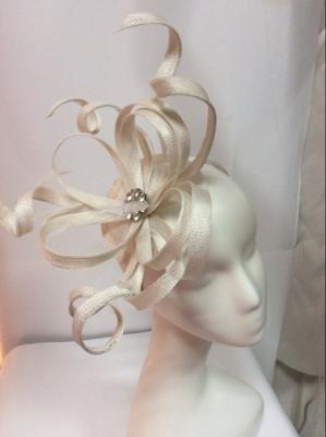 China Curled Sinamay Stripe Ladies Fascinator Hats with Diamond Trimming for sale