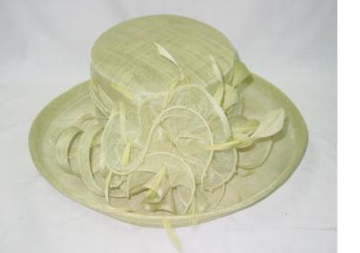 China Funky Casual Party Sinamay Ladies Hats For Women , Wide Brim Beads On Organza Trimmed for sale