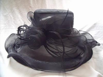 Cina Cappelli 100% con due strati del volo, fascia dell'organza del poliestere del nero di modo del cordone in vendita
