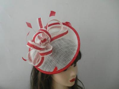 China Cute Wedding Ladies Sinamay Fascinator Hats ,1.2cm Satin Covered Plastic Headband for sale