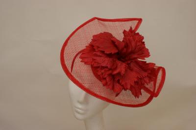 China Casual Red Party Ladies Fascinator Hats With Two Layer Sinamay Folded For Carnival for sale