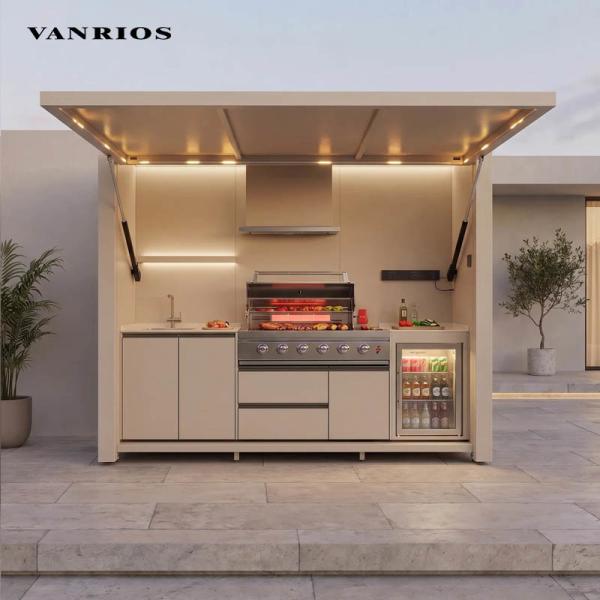 Quality White Powder Coated Outdoor BBQ Pod With Premium Countertop Modular Station for sale