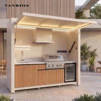 Quality Minimalist Waterproof Aluminum Outdoor BBQ Pod With Wood Grain Finish Solid for sale