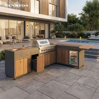 China Modern Outdoor Kitchen Set With Aluminum Cabinets & BBQ Grill Barbecue Island Kits for sale
