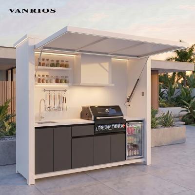 China Motorized Lift-Up Pavilion Garden Bbq Pod With Weather Protected Barbecue Cooking Station for sale