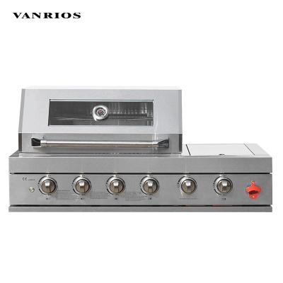 China Commercial Stainless Steel Built In Natural Gas Grills 4 Burner With Side & Rear Burners for sale