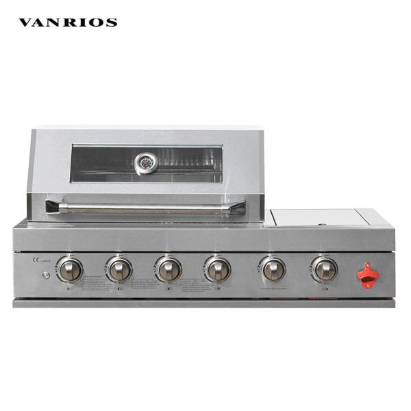 Quality Commercial Stainless Steel Built In Natural Gas Grills 4 Burner With Side & Rear Burners for sale