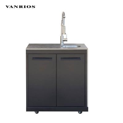 China Professional Outdoor Sink Cabinet Unit With Pull Out Faucet & Double Storage for sale