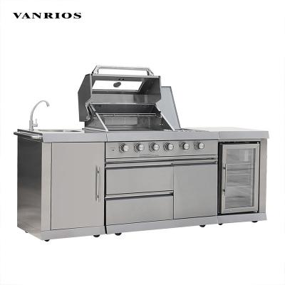 China All Stainless Steel Modular Outdoor Grill Islands Freestanding For Hotels Resorts for sale
