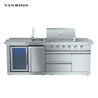 Quality Mobile Outdoor Kitchen Grill Set With Sink & Refrigerator Bbq Kitchen Set for sale