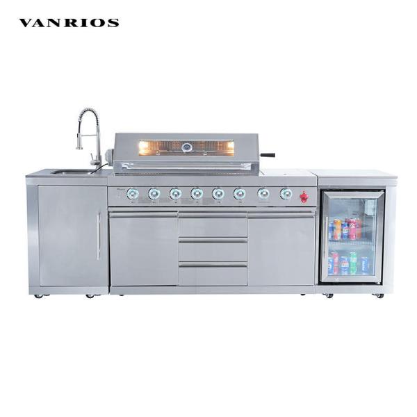 Quality OEM ODM SUS304 Stainless Steel 6 Burner Outdoor Kitchen Set With Side & Rear Burners for sale