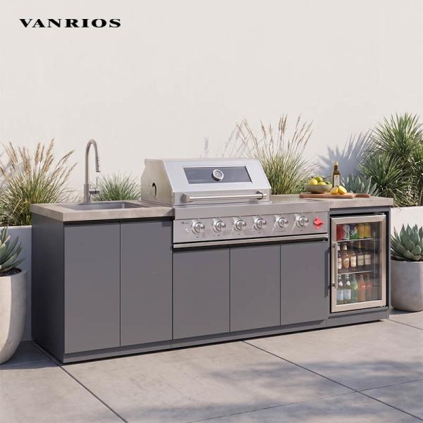 Quality Contemporary Outdoor Kitchen Set With Grill & Storage Bbq Kitchen Island for sale