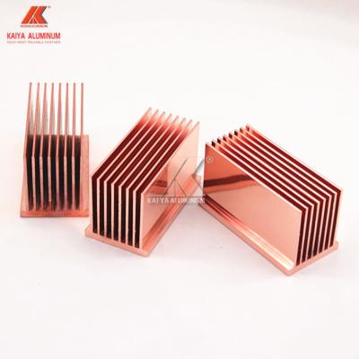China Rectangular Extruded Aluminium Heat Sink Profile Rose Gold Color for sale