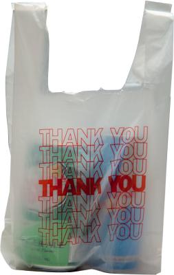 El claro del HDPE del Ldpe le agradece los bolsos polivinílicos para llevar del ultramarinos plástico de las compras de la camiseta con la impresión del logotipo