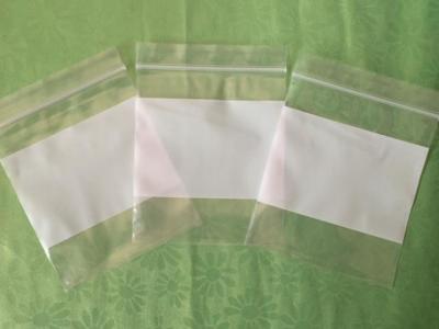 China 2mill clear poly white block ziplock  writable zipper  storage bags reclosable pouch for sale