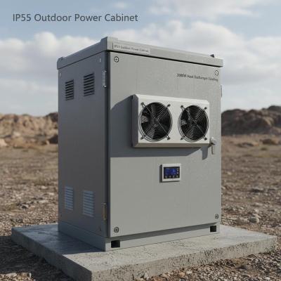 China IP55 Outdoor Waterproof Power Cabinet 2000W Heat Exchanger Cooling for sale