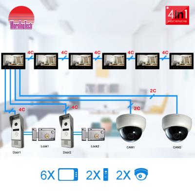 China Smart video door bell connect 6 monitors room to room interphone door video phone for sale