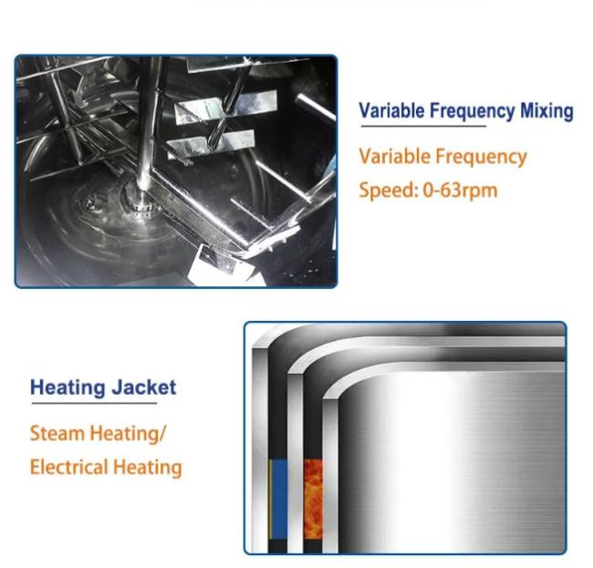 Close-up view of homogenizer mixing mechanism and tank interior
