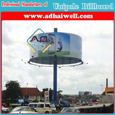 China Round Outdoor Unipole Billboard Advertising for sale