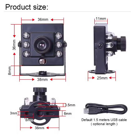 Facial Recognition Night Vision Camera Module technical diagram and product image