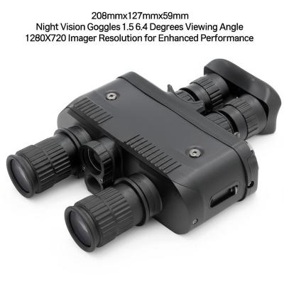 Китай Очки ночного видения 208 мм x 127 мм x 59 мм, 1.5 - 6.4 градуса угол обзора, разрешение матрицы 1280x720 для повышения производительности продается